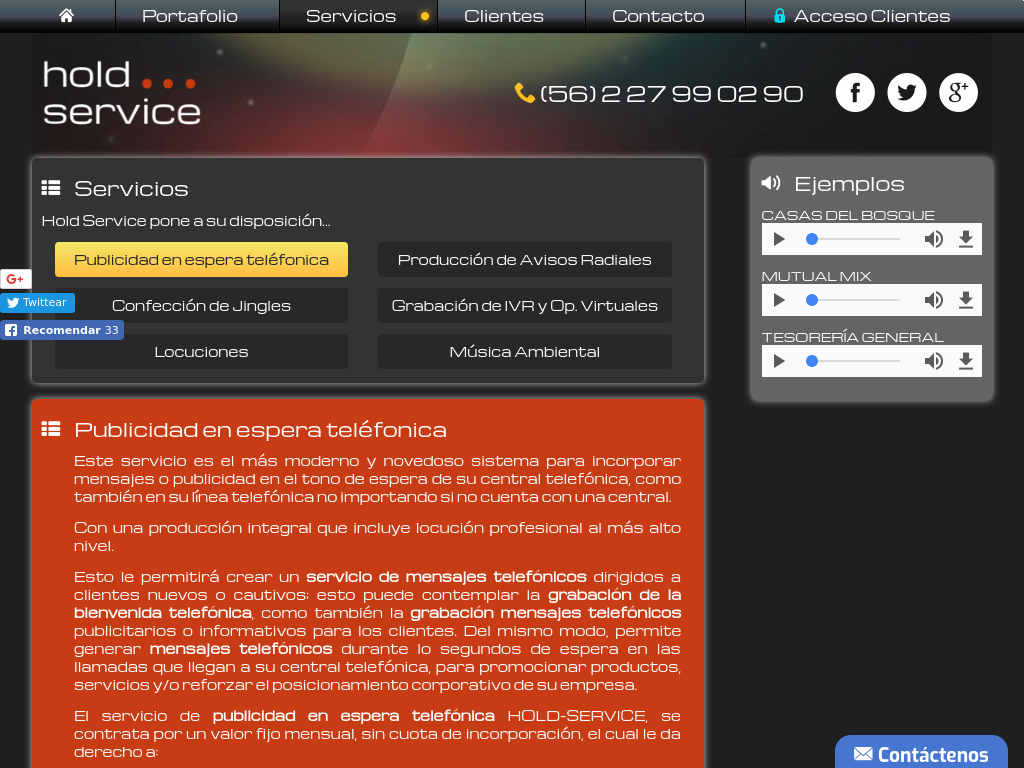Holdservice.com: Grabación de operadora telefónica en Chile | Byou